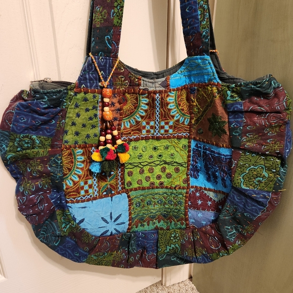 Tribe Azure | Bags | Tribe Azure Multicolored Large Tote Bag Made In ...